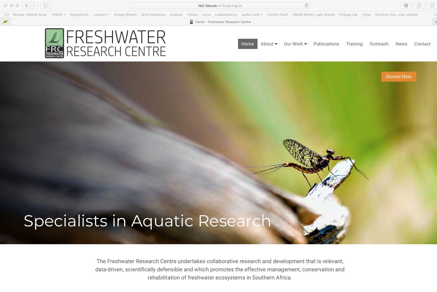 Freshwater Research Centre website - Lemonade Design